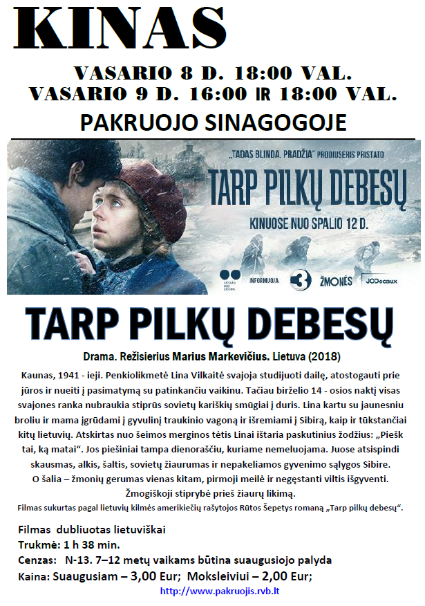 Pakruojo sinagogoje drama „Tarp pilkų debesų“ | Pakruojo rajono savivaldybė